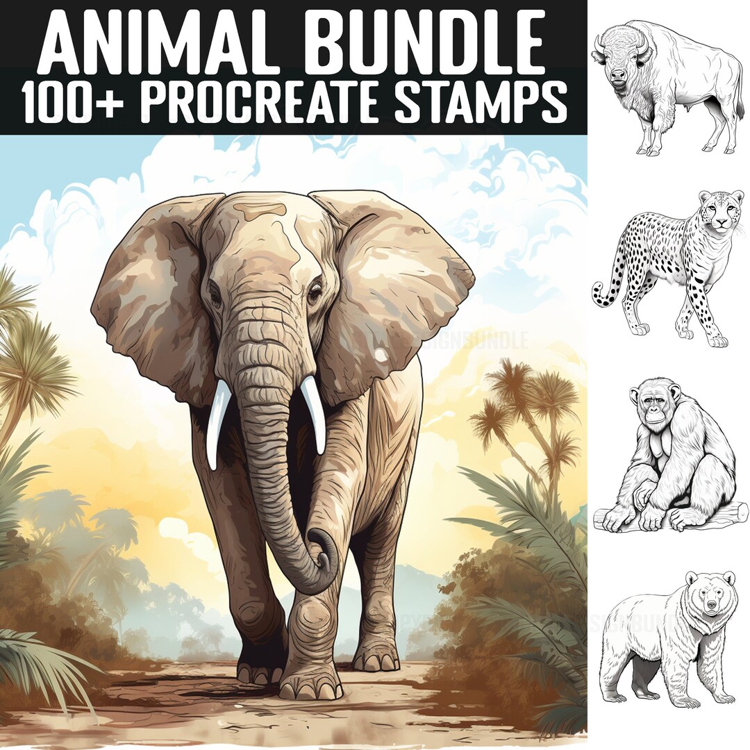 100+ Animal Bundle Procreate Stamps | Animal Guides | Instant Digital ...