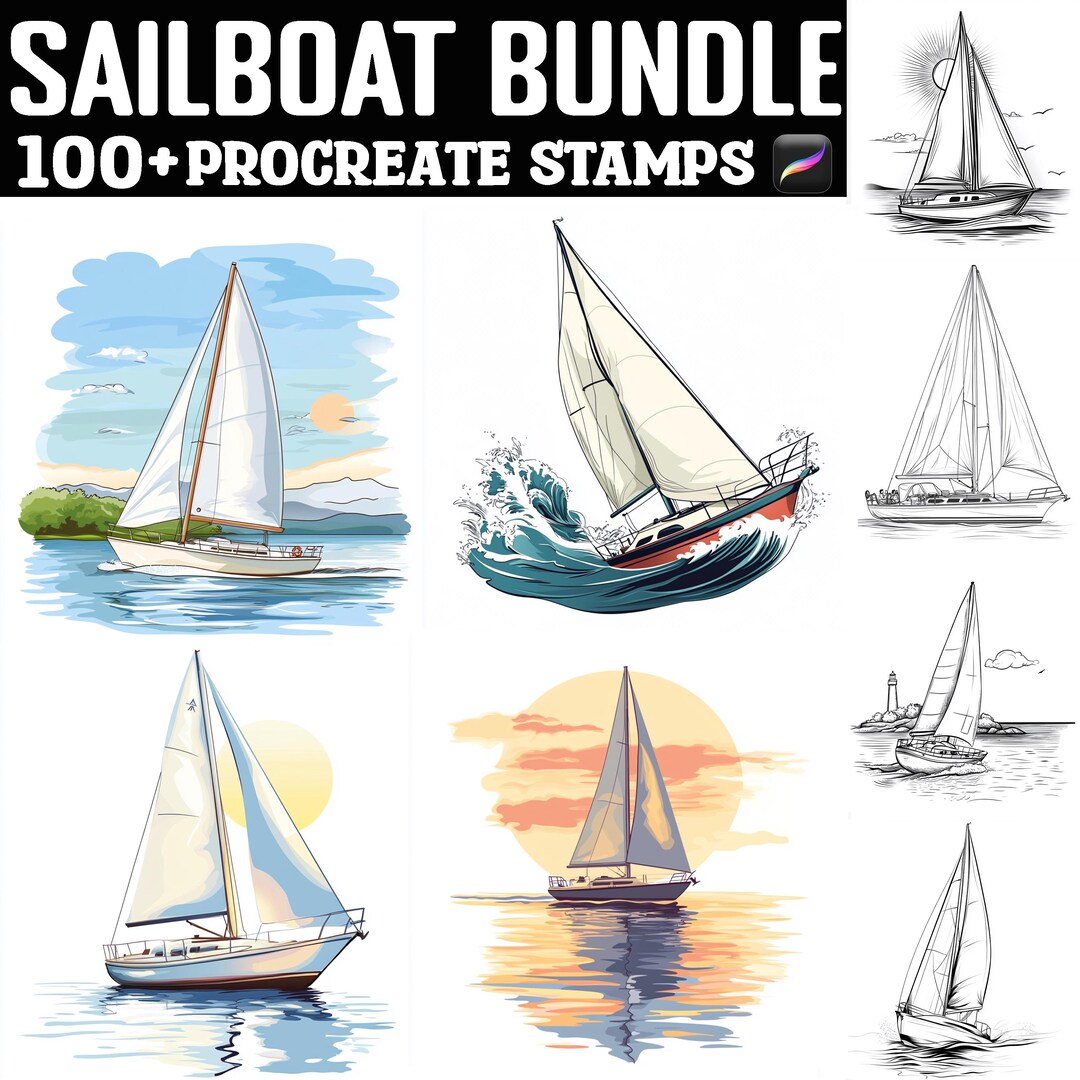 100+ Sailboat Procreate Stamps | Procreate Brushes | Instant Digital ...