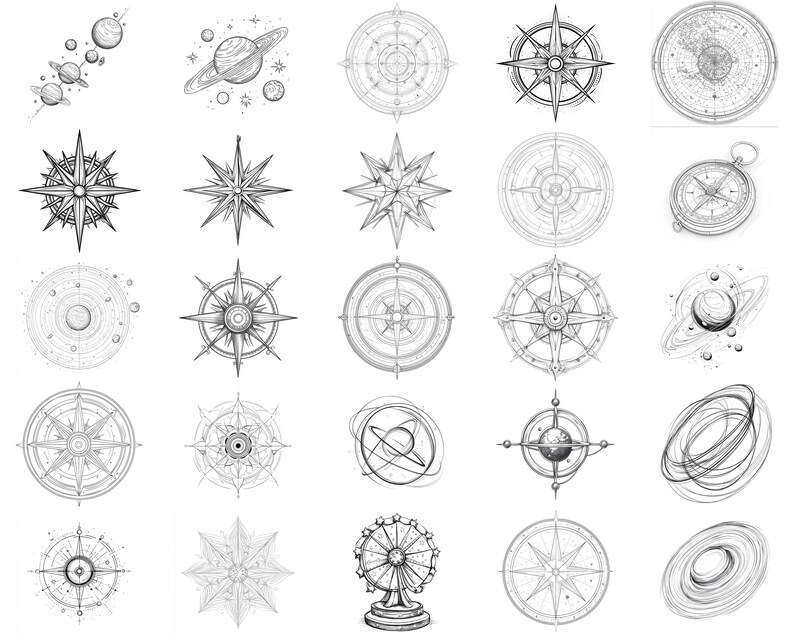 100+ Spinning Compass Planets Procreate Stamps | Procreate Brushes ...