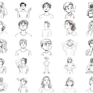 100+ Confused Expression Poses Procreate Stamps | Procreate Brushes ...