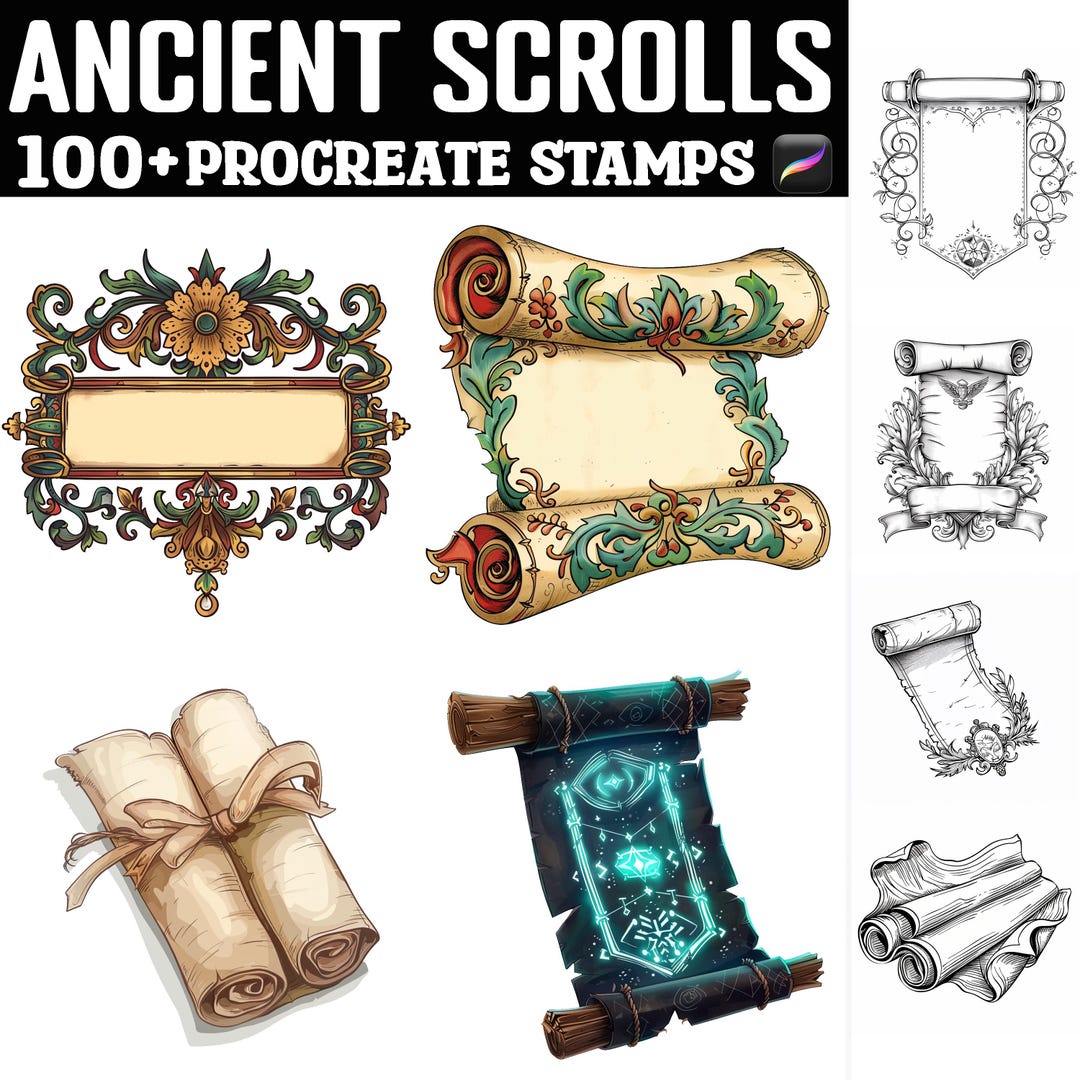 100+ Ancient Scrolls Procreate Stamps | Procreate Brushes | Instant ...