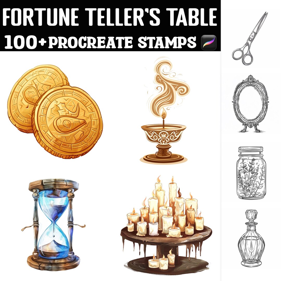 100+ Fortune Teller Table Procreate Stamps | Procreate Brushes ...