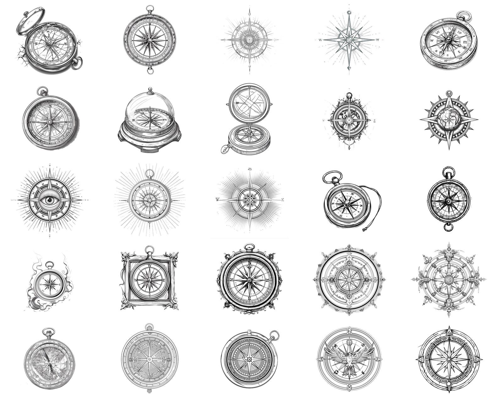 100+ Ancient Compass Procreate Stamps | Procreate Brushes | Instant ...