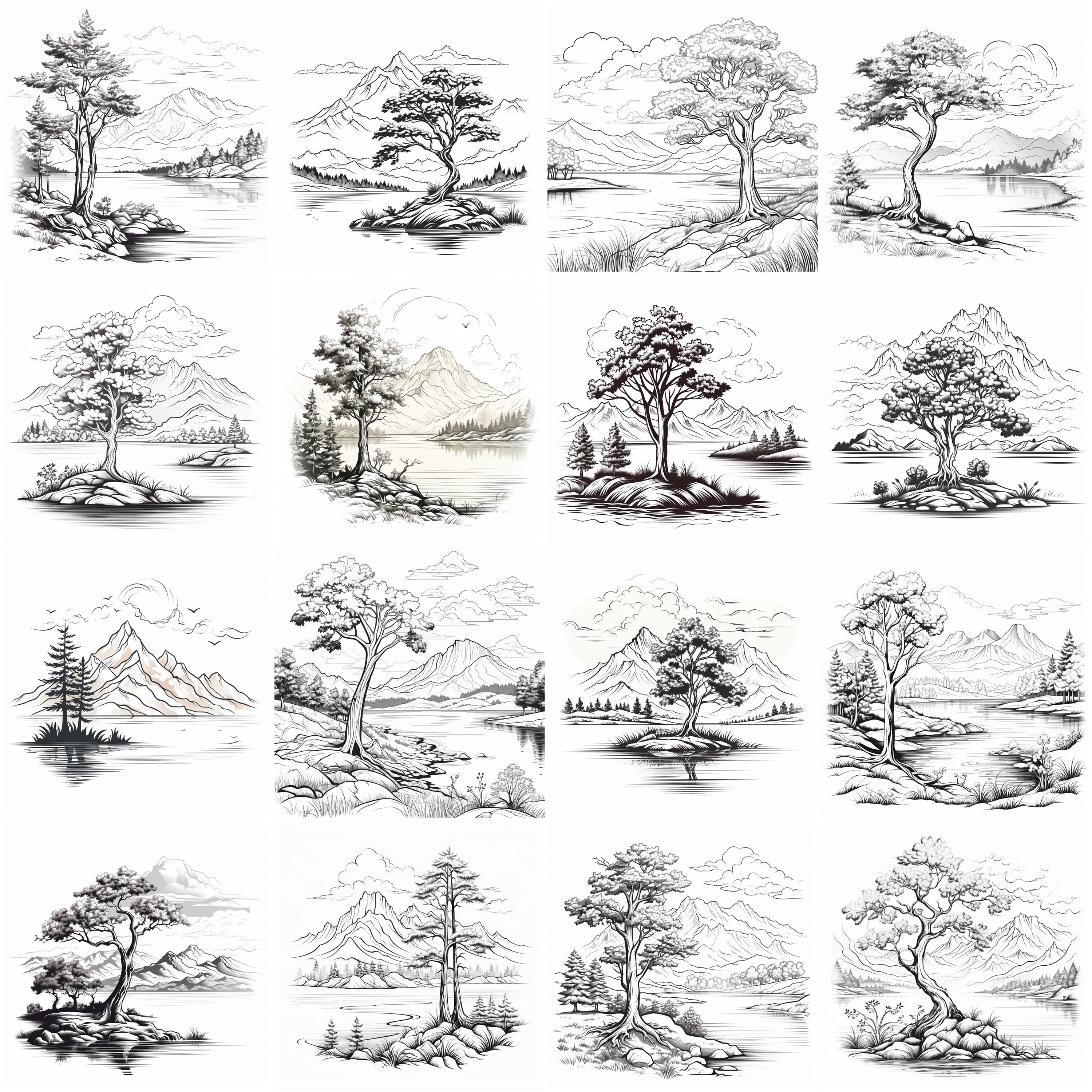 100 Procreate Nature Scene Stamps Nature Scene Guides - Etsy