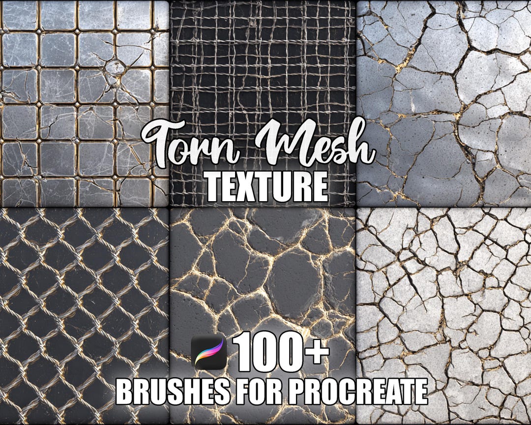 Torn Mesh Texture Procreate Brushes | Seamless Grunge Patterns (instant ...