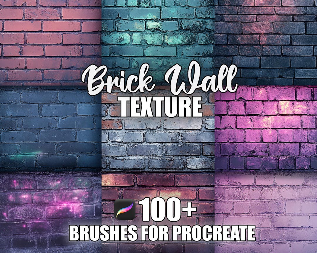 Brick Wall Texture Procreate Brushes: 100+ Seamless Patterns (instant ...