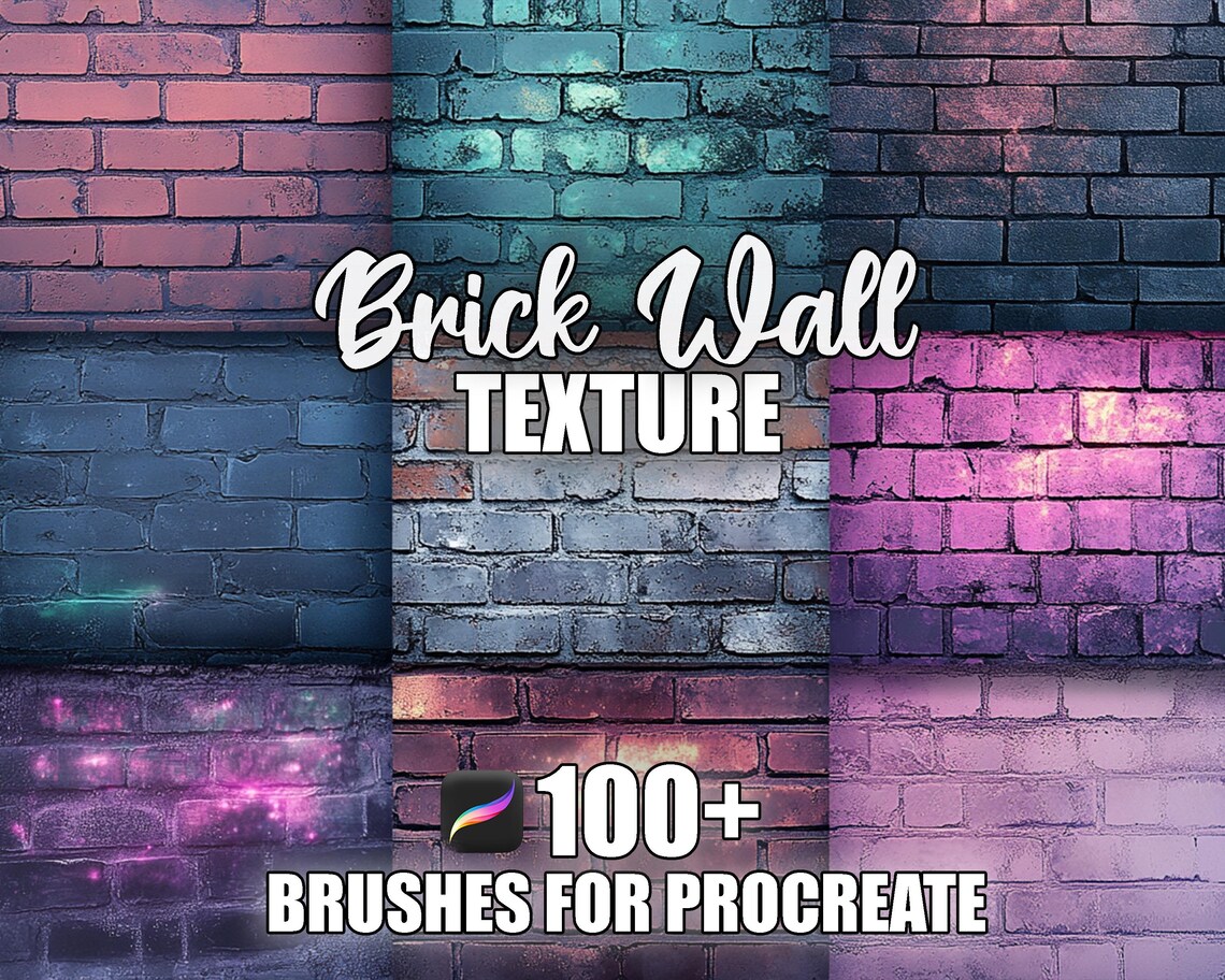 Brick Wall Texture Procreate Brushes: 100+ Seamless Patterns (instant ...