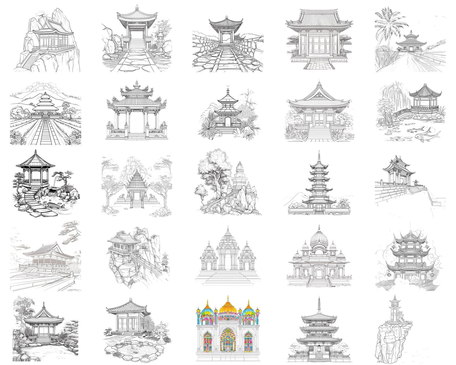 100+ Eastern Temples Procreate Stamps | Procreate Brushes | Instant ...