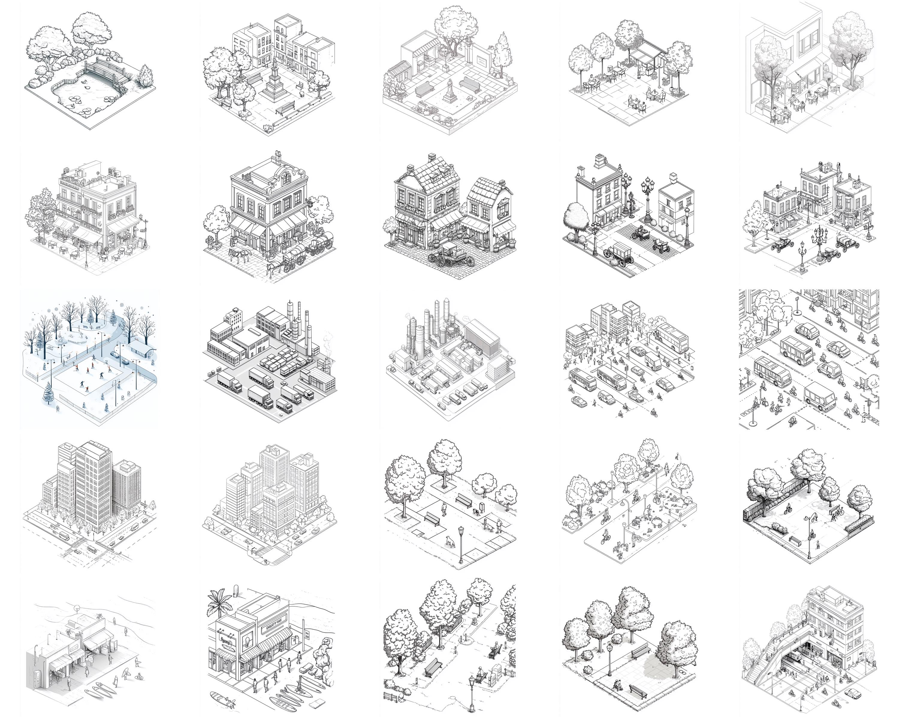 100+ Isometric Street Scene Stamps | Procreate Brushes | Instant ...