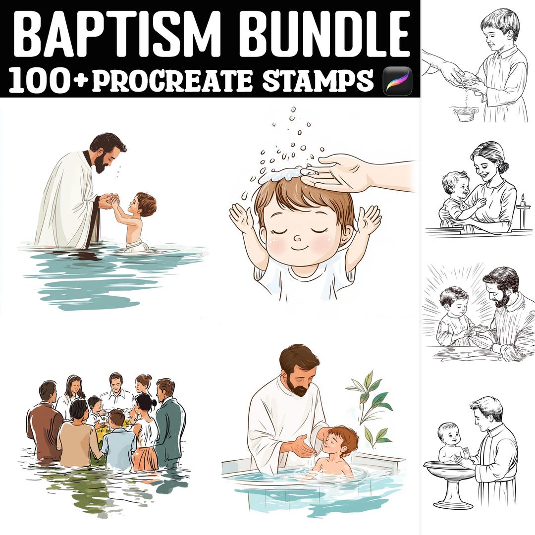 100+ Baptism Procreate Stamps | Procreate Brushes | Instant Digital ...