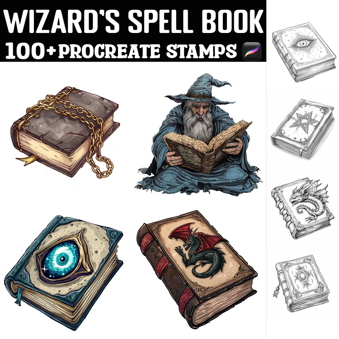 100+ Wizard Spell Book Procreate Stamps | Procreate Brushes | Instant ...