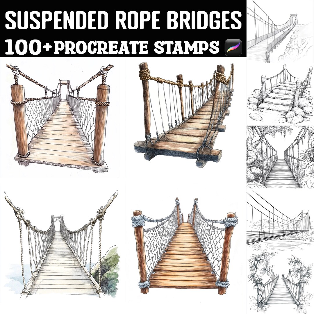 75+ Suspended Rope Bridges Procreate Stamps | Procreate Brushes ...