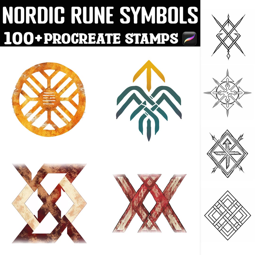 100+ Nordic Rune Symbols Procreate Stamps | Procreate Brushes | Instant ...