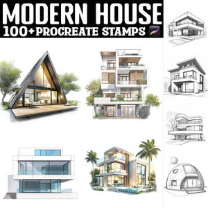 100+ Modern House Procreate Stamps | Procreate Brushes | Instant ...