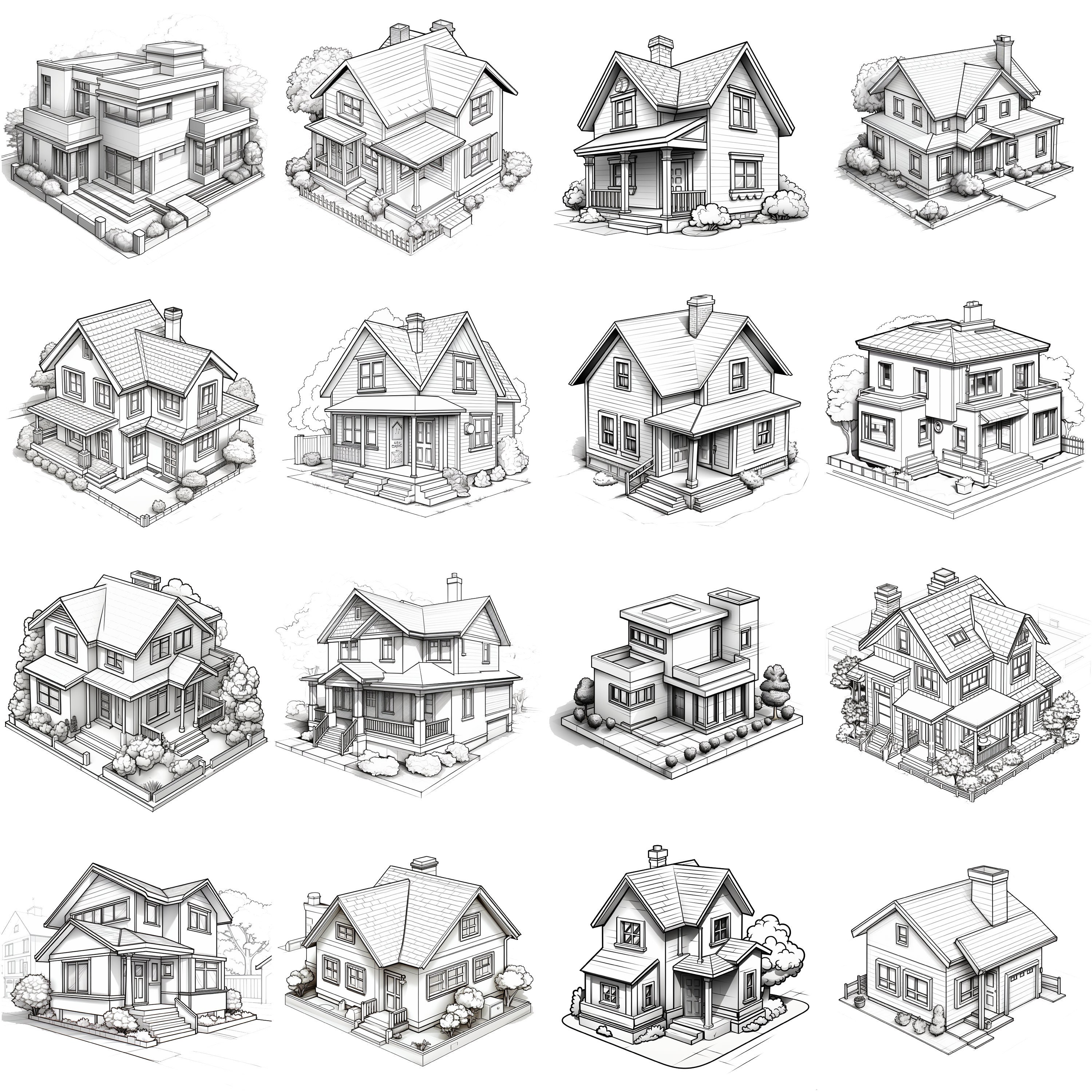 100+ Procreate Isometric House Stamps | House Guides | Instant Digital ...