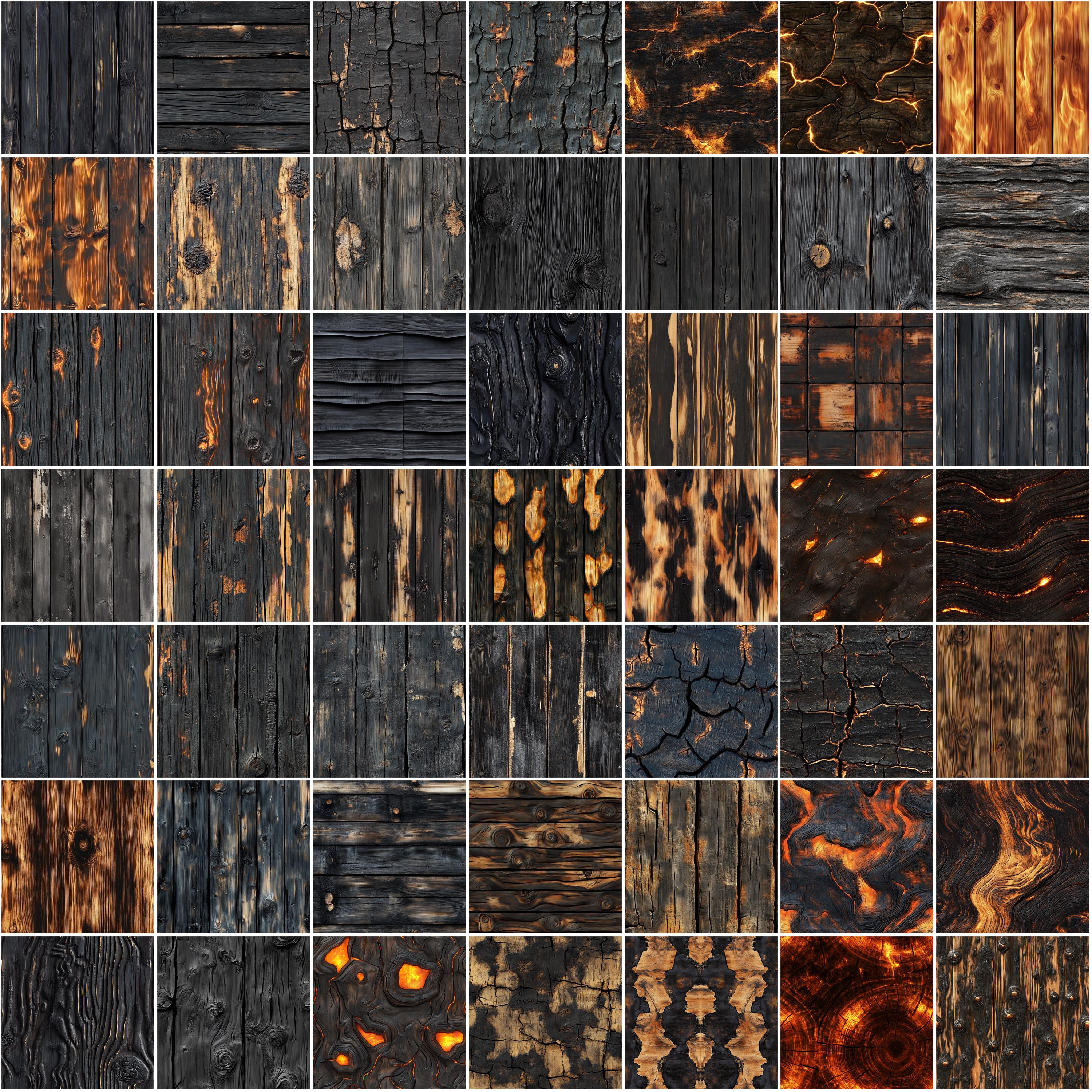 Burn Wood Texture Procreate Brushes: Seamless Charred Timber Patterns ...