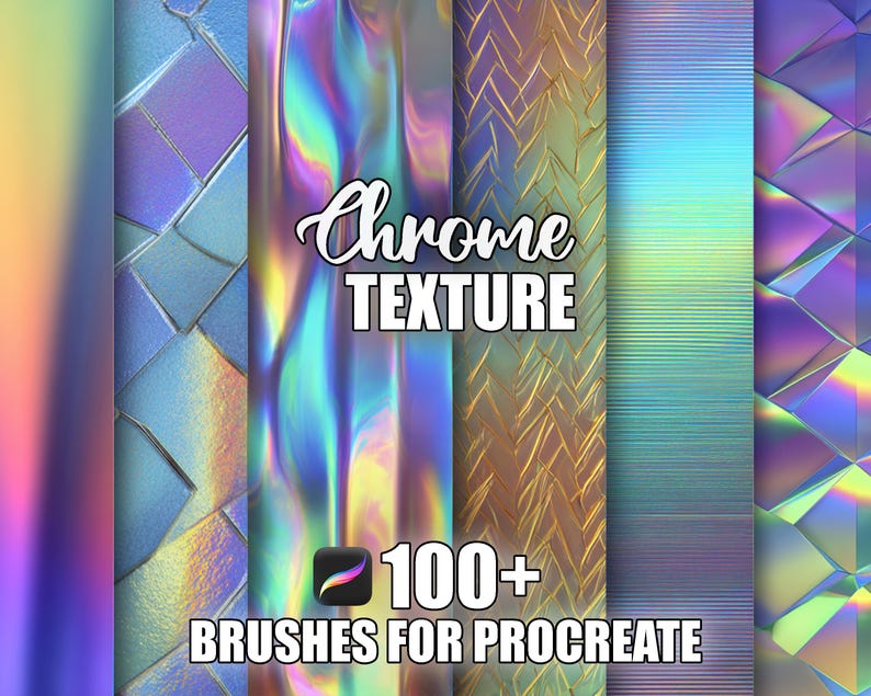 Chrome Texture Procreate Brushes: Seamless Metallic Patterns (instant ...