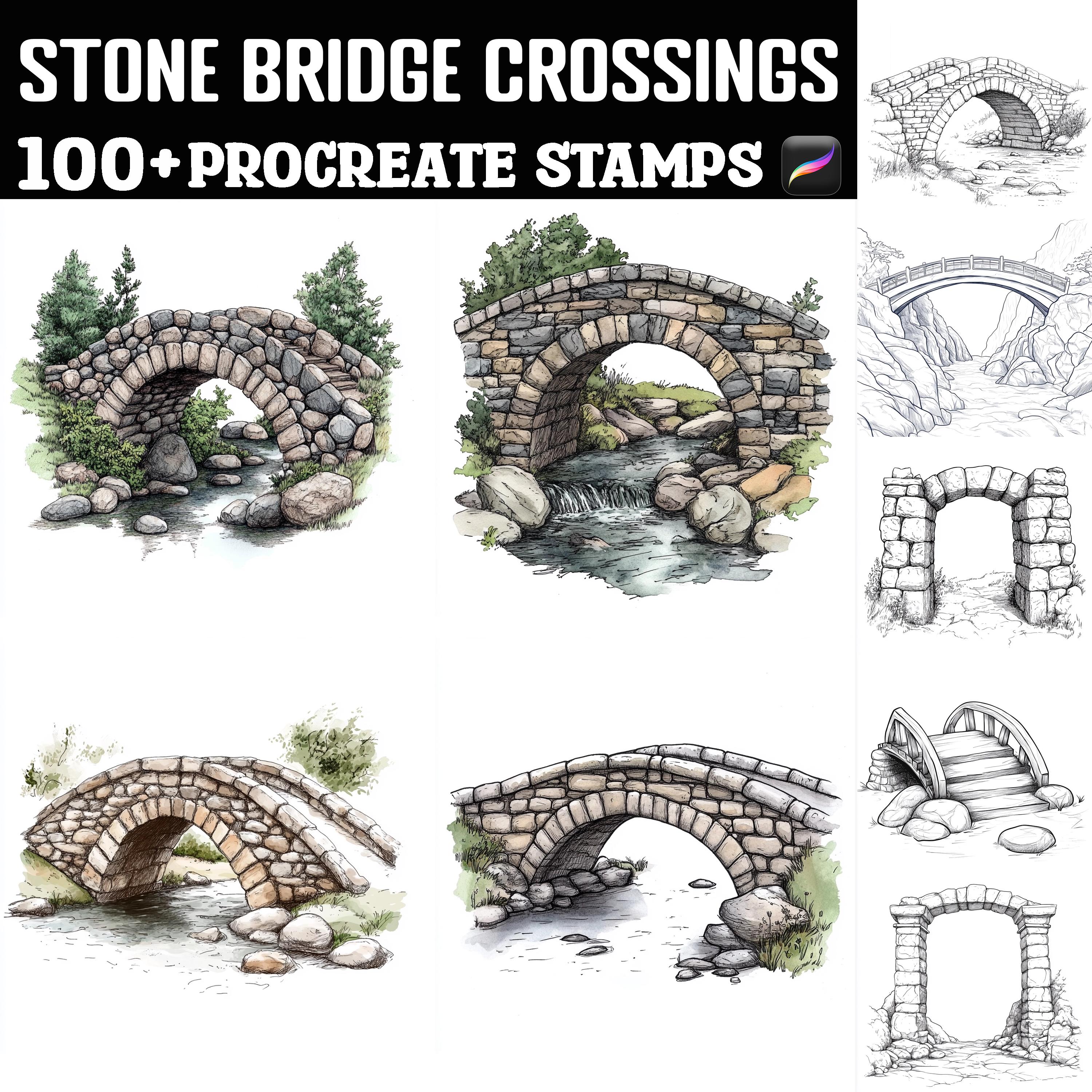 100+ Stone Bridge Crossings Procreate Stamps | Procreate Brushes ...