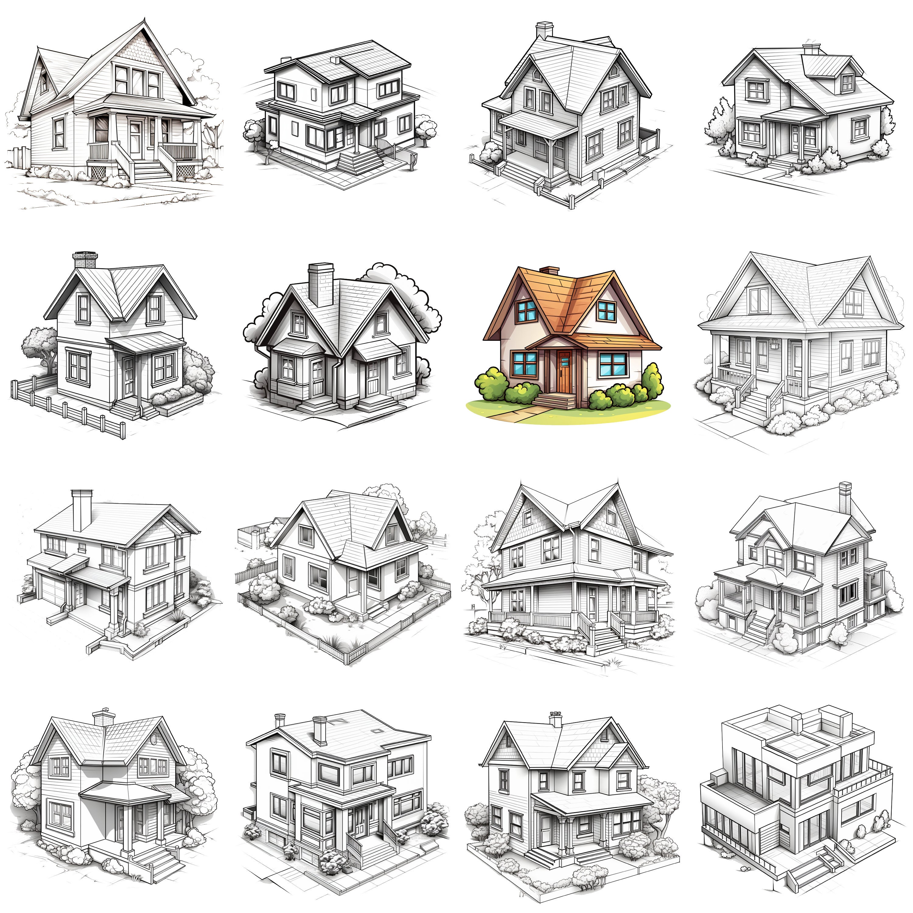 100 Procreate Isometric House Stamps House Guides Instant - Etsy