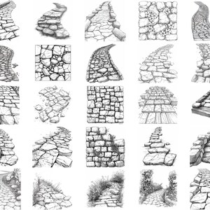 100+ Cobblestone Pathways Procreate Stamps | Procreate Brushes ...