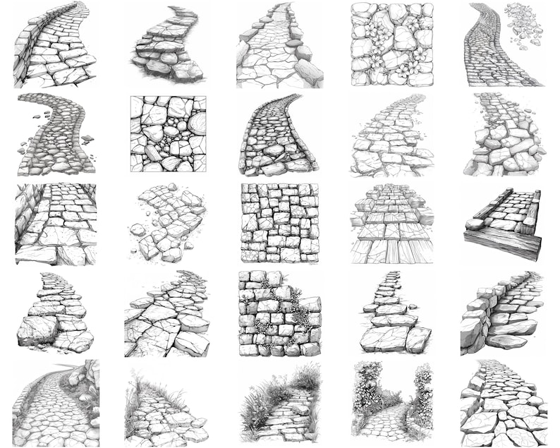 100+ Cobblestone Pathways Procreate Stamps | Procreate Brushes ...