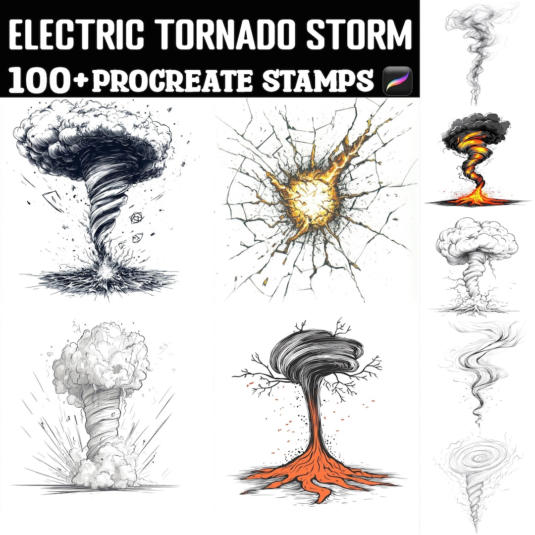 100+ Electric Tornado Storm Procreate Stamps | Procreate Brushes ...