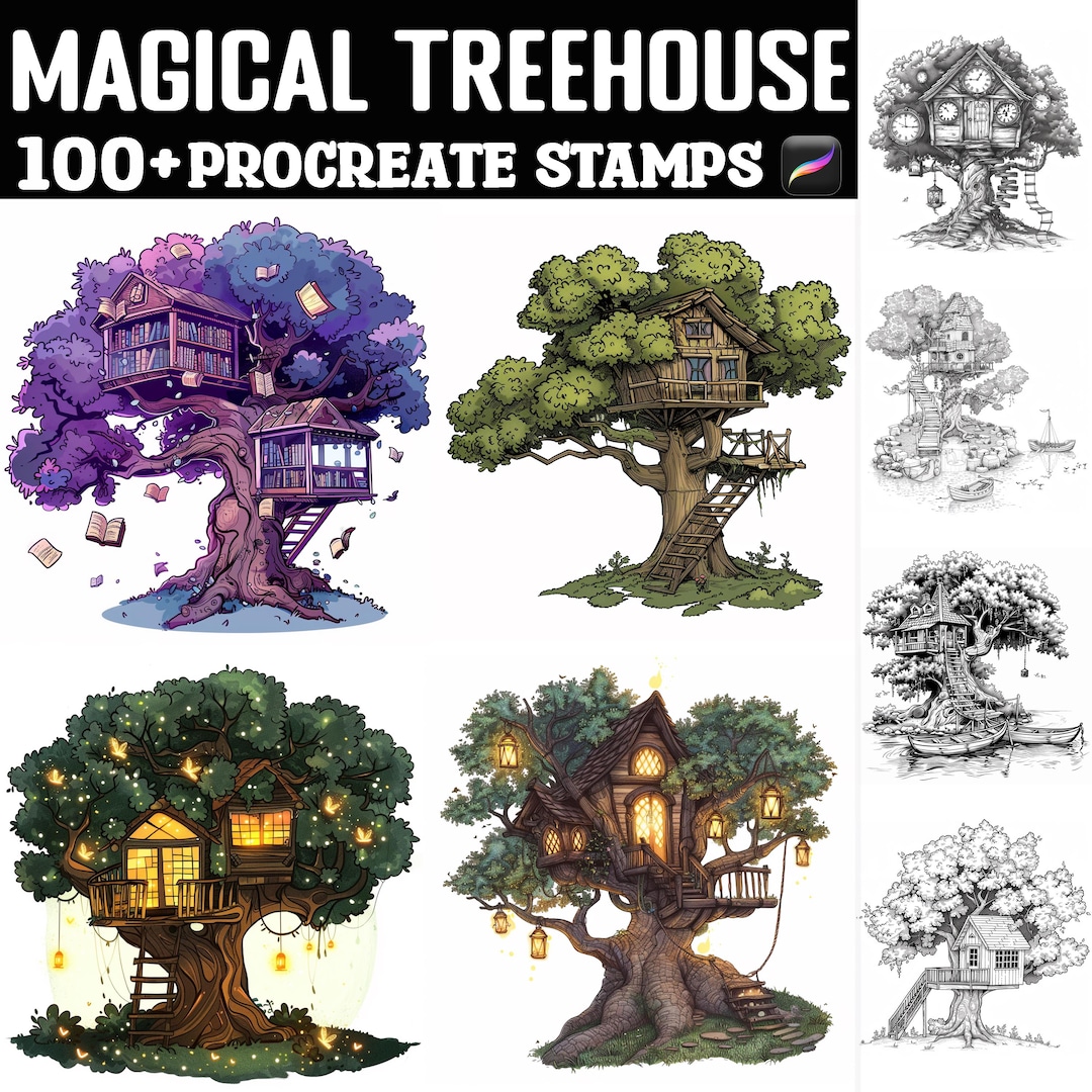 100+ Magical Treehouse Stamps | Procreate Brushes | Instant Digital ...