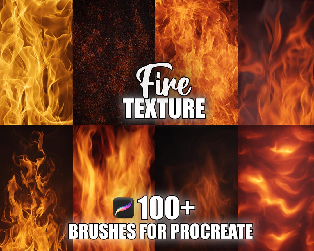 Fire Texture Procreate Brushes: Seamless Flame, Ash, Ember (digital ...