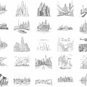 100+ Modern Skyline Procreate Stamps | Procreate Brushes | Instant ...