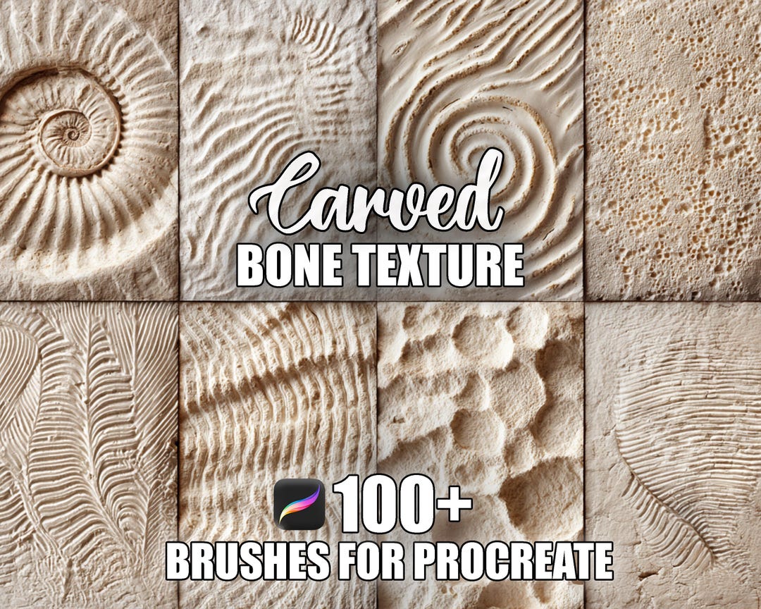 100+ Carved Bone Texture Procreate Pattern Brushes | Seamless Textures ...