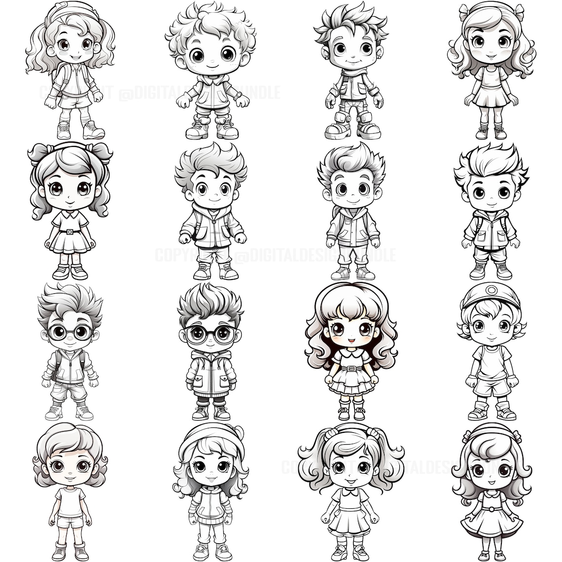 100 Cartoon Characters Procreate Stamps Character Guides Instant ...