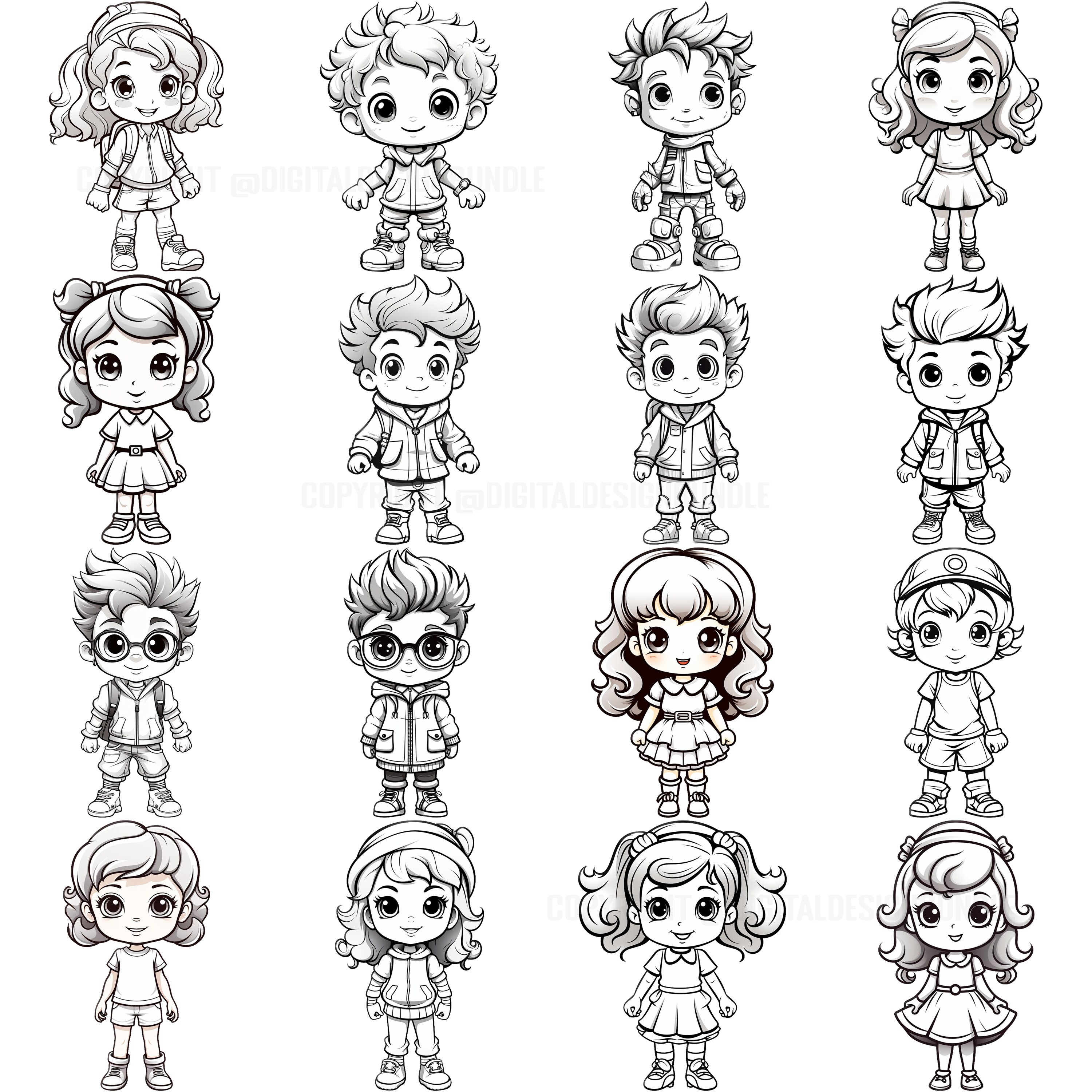 100 Cartoon Characters Procreate Stamps Character Guides Instant ...