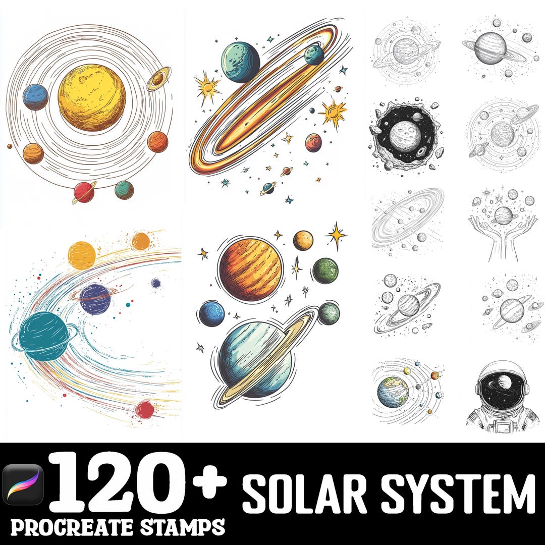 120+ Solar System Procreate Stamps | Procreate Brushes | Instant ...