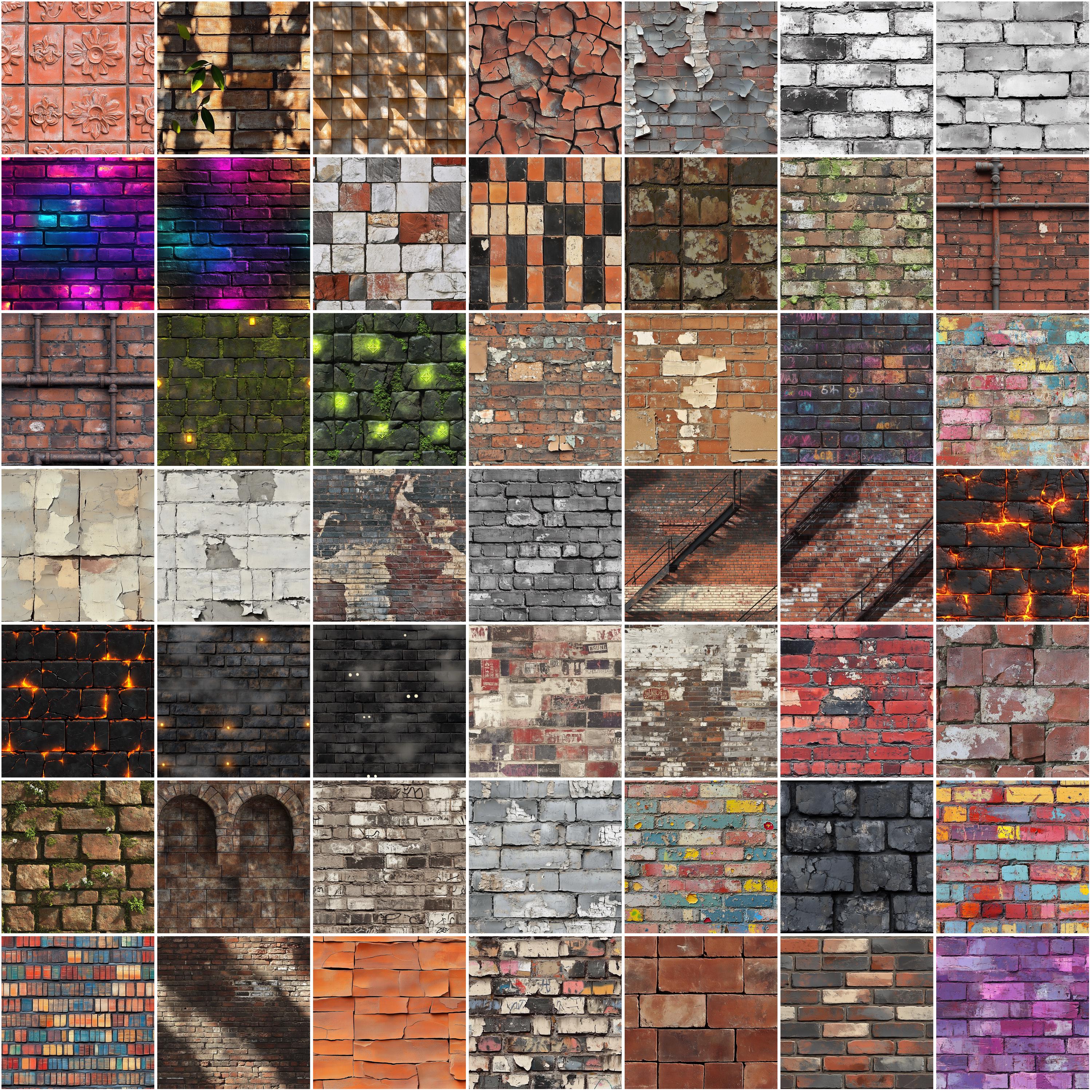 Brick Wall Texture Procreate Brushes: 100+ Seamless Patterns (instant ...