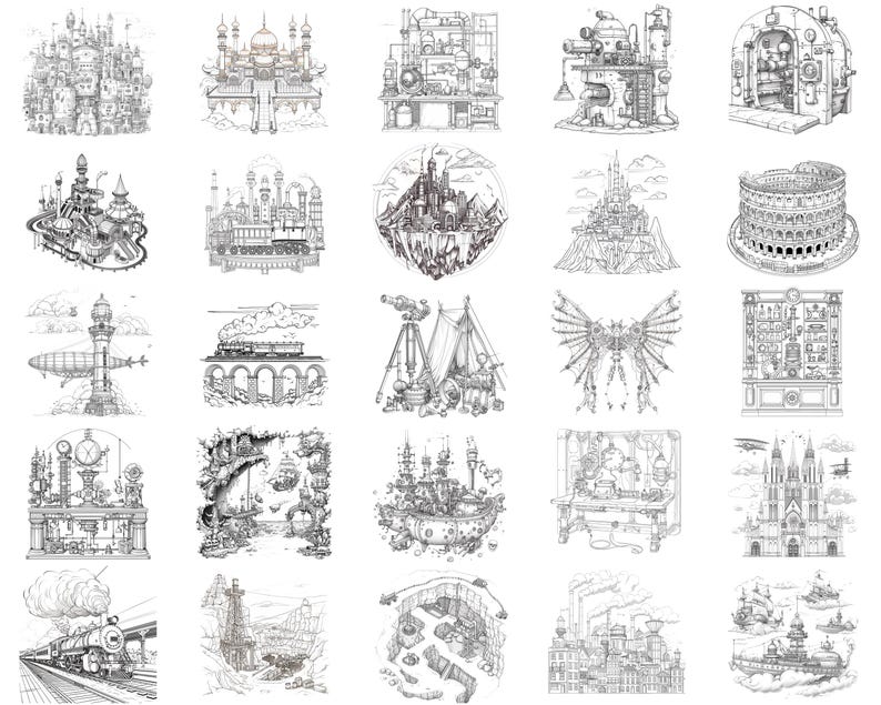 100+ Steampunk World Procreate Stamps | Procreate Brushes | Instant ...