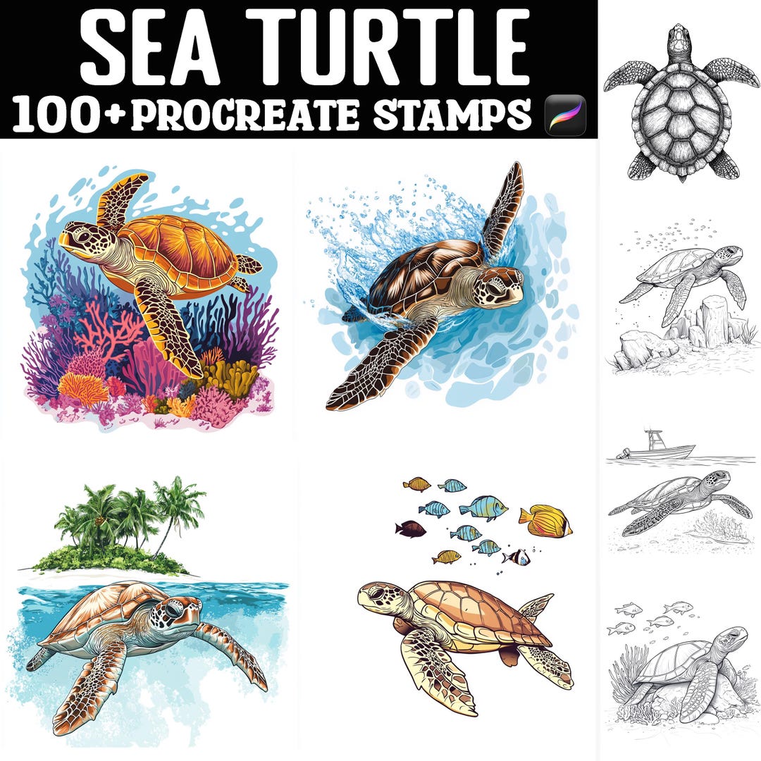 100+ Sea Turtle Procreate Stamps | Procreate Brushes | Instant Digital Download - Etsy