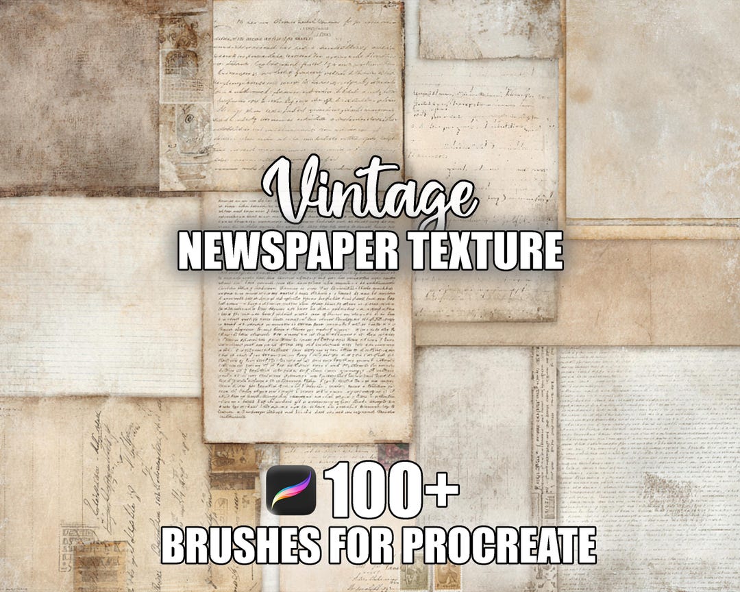 Vintage Newspaper Texture Procreate Brushes: 100+ Seamless Patterns ...