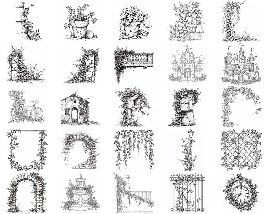 100+ Ivy-covered Walls Procreate Stamps | Procreate Brushes | Instant ...