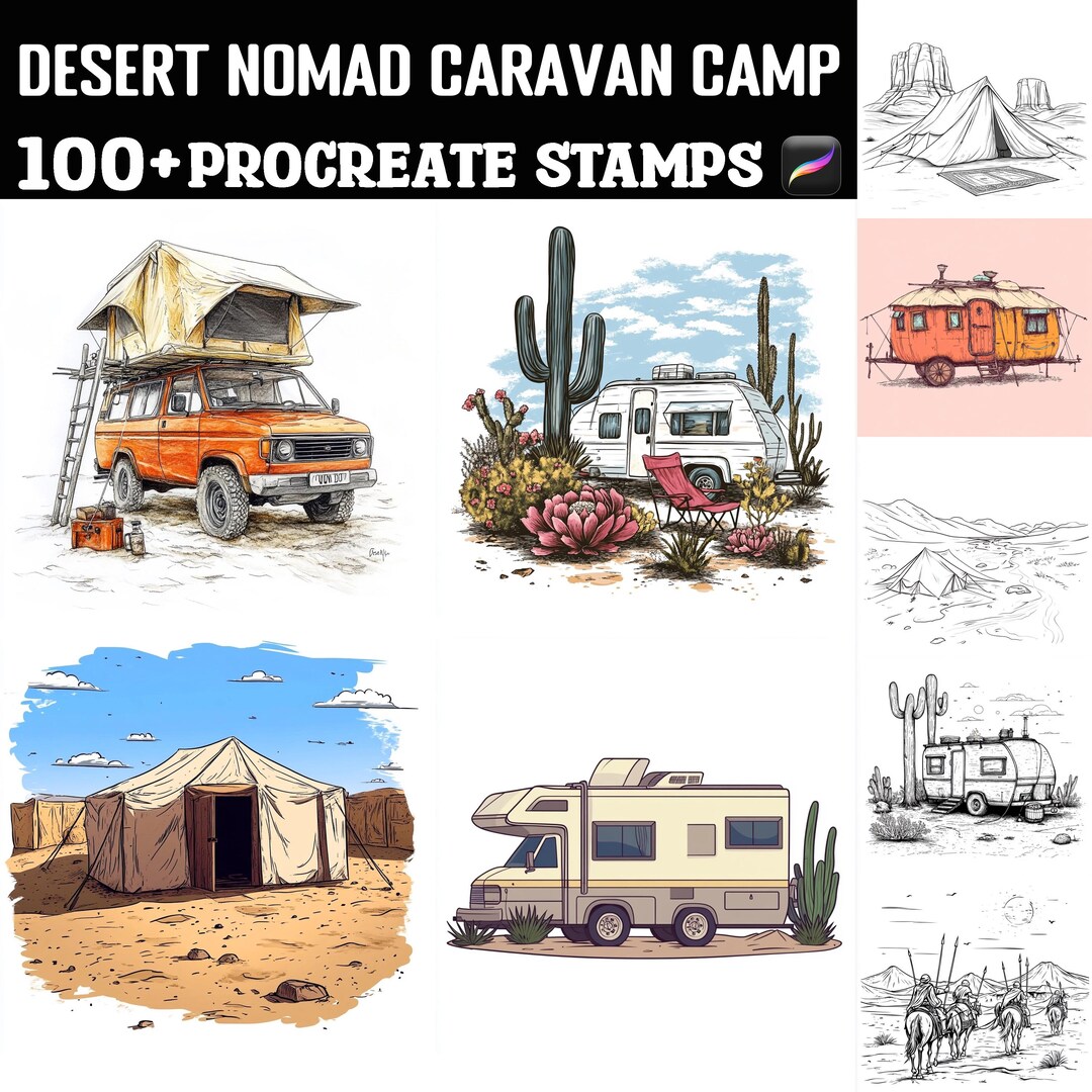 100+ Desert Nomad Caravan Camp Procreate Stamps | Procreate Brushes ...