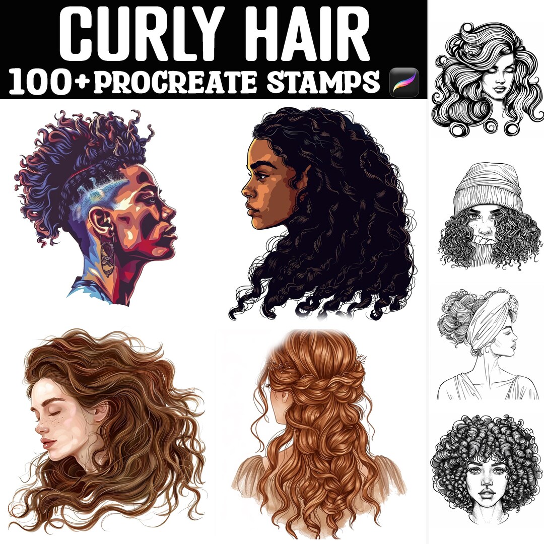 100+ Curly Hair Procreate Stamps | Procreate Brushes | Instant Digital ...