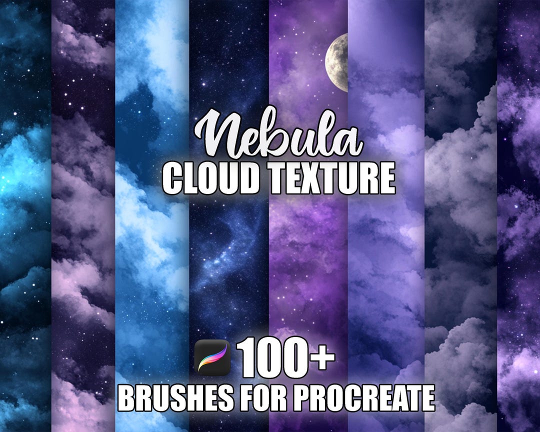 Nebula Cloud Texture Procreate Brushes: 100+ Seamless Patterns (instant ...