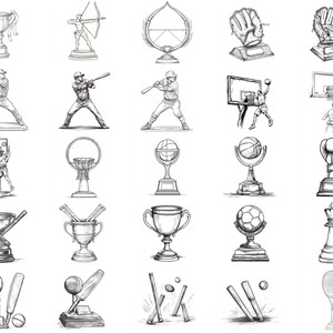 120+ Sports Trophy Procreate Stamps | Procreate Brushes | Instant ...
