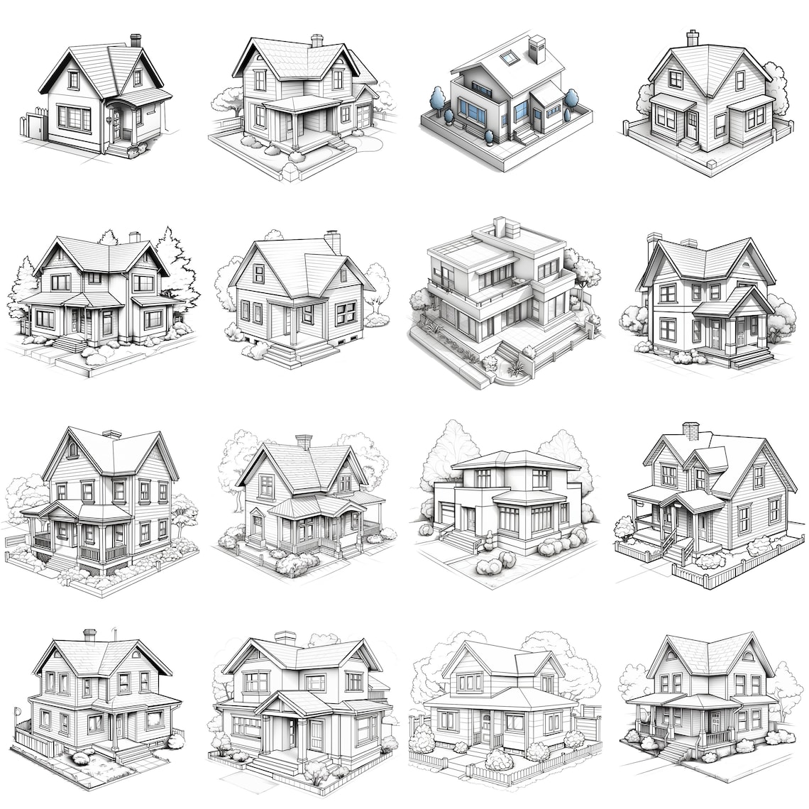 100+ Procreate Isometric House Stamps | House Guides | Instant Digital ...
