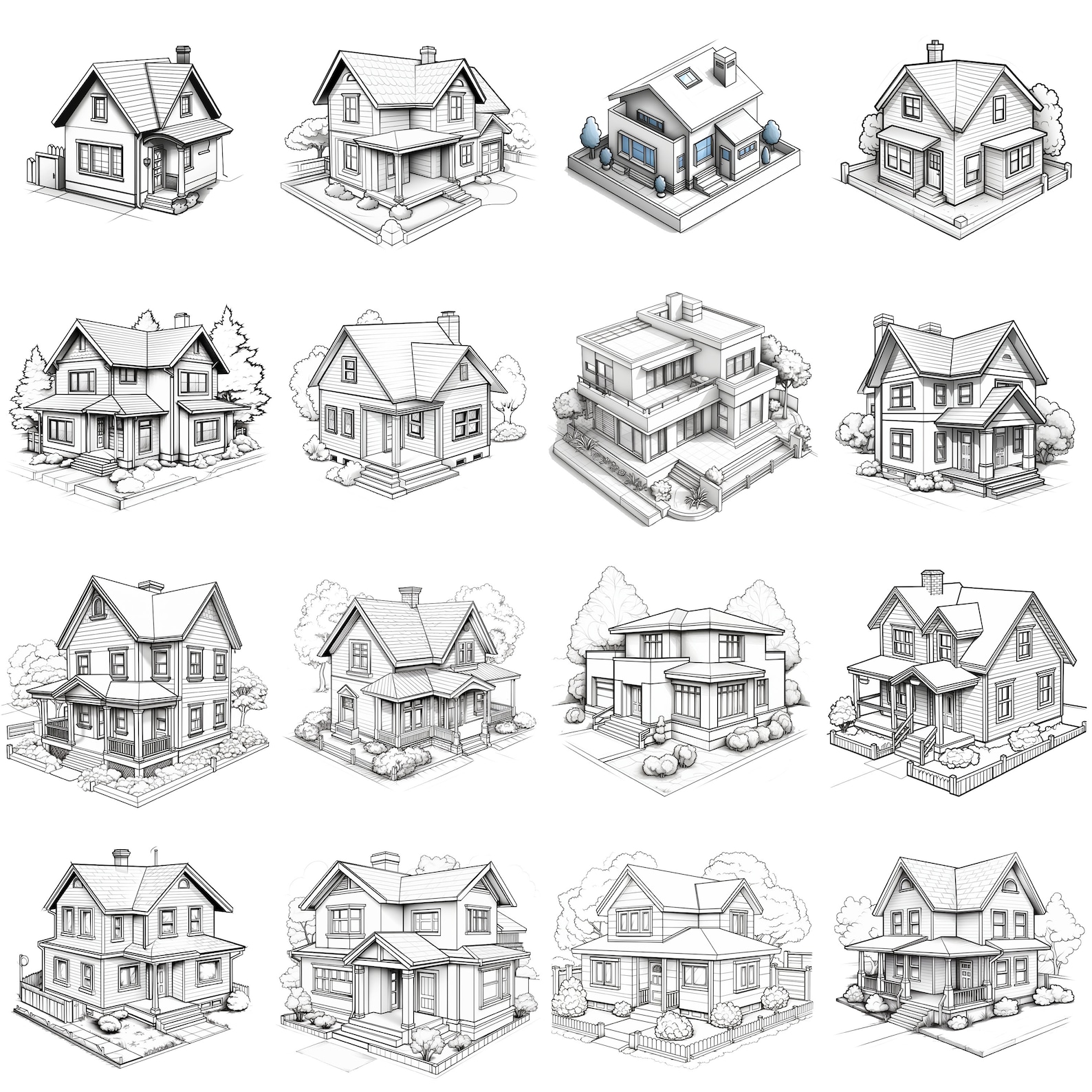 100 Procreate Isometric House Stamps House Guides Instant - Etsy