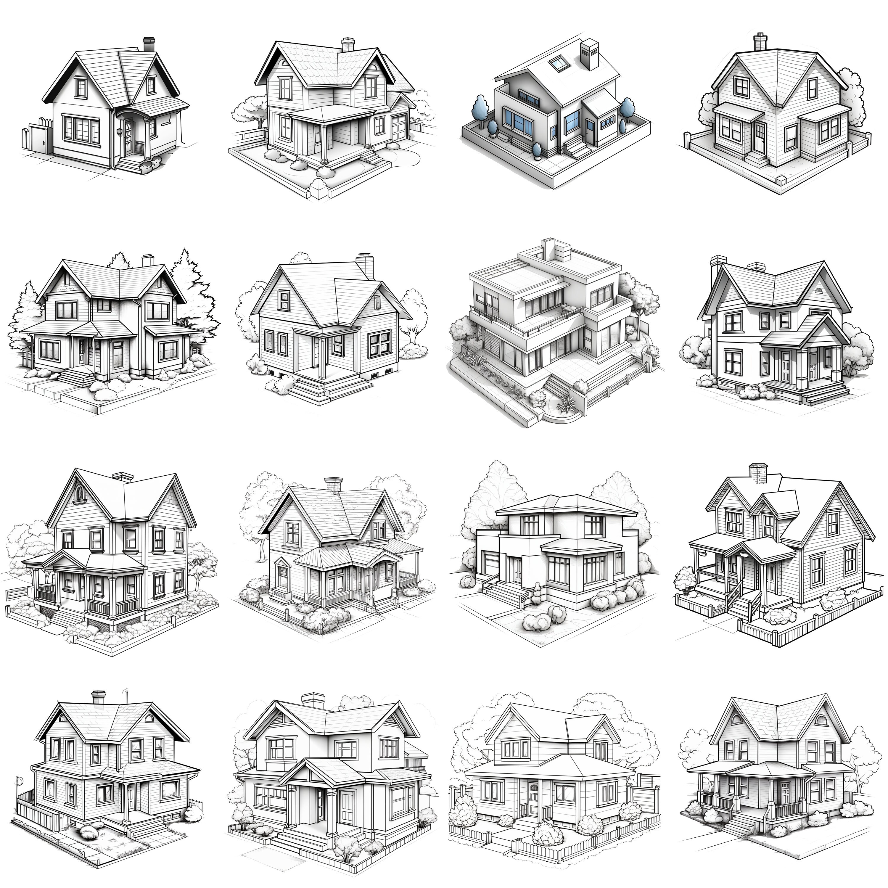 100+ Procreate Isometric House Stamps | House Guides | Instant Digital ...