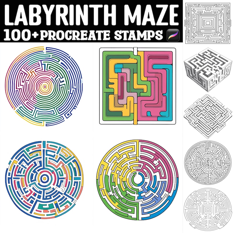 Labyrinth Stamp - Etsy