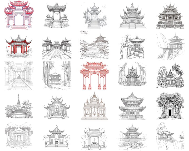 100+ Eastern Temples Procreate Stamps | Procreate Brushes | Instant ...