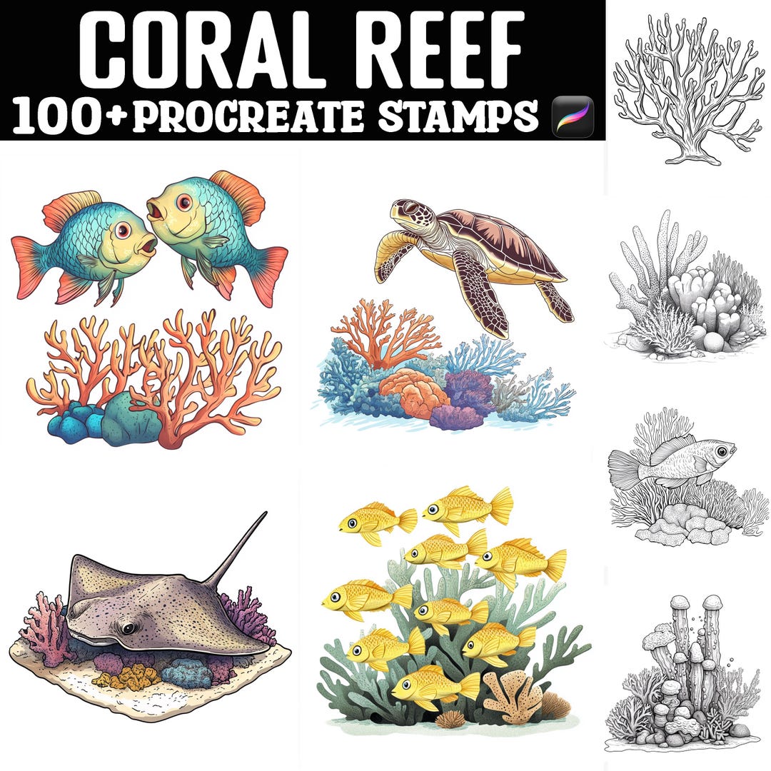 100+ Coral Reef Procreate Stamps | Procreate Brushes | Instant Digital ...
