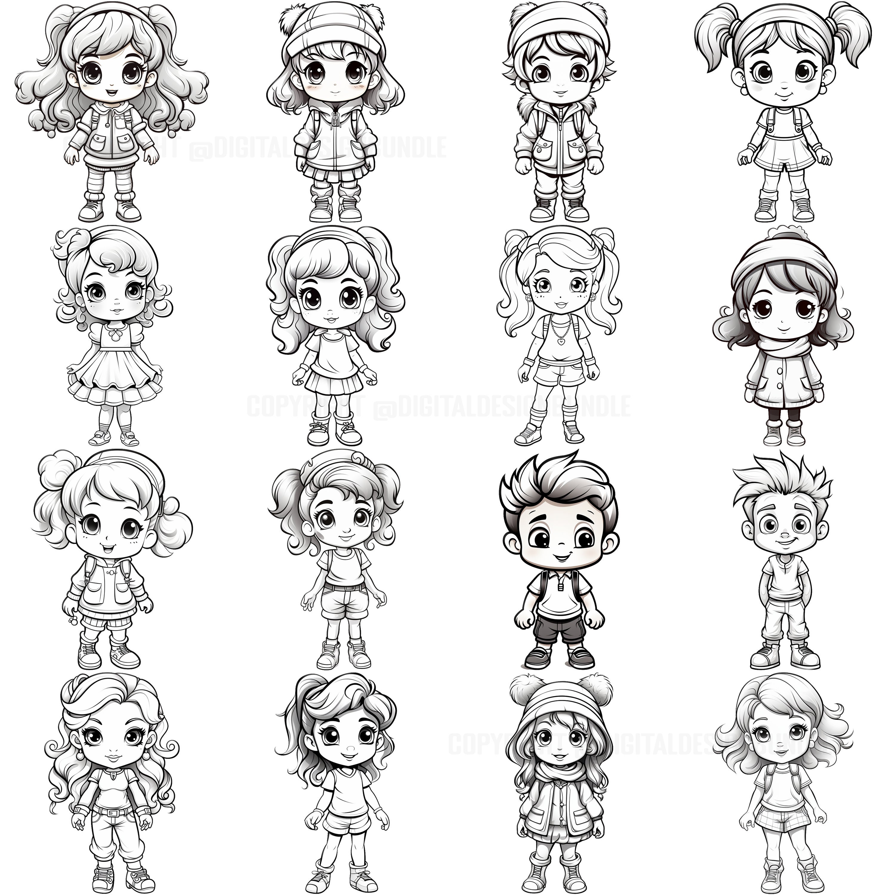 100 Cartoon Characters Procreate Stamps Character Guides Instant ...