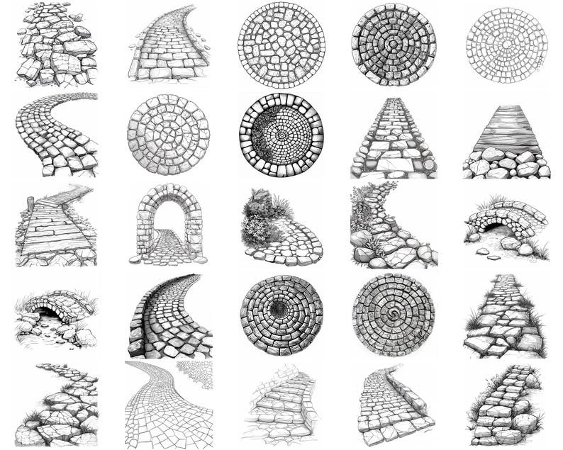 100+ Cobblestone Pathways Procreate Stamps | Procreate Brushes ...